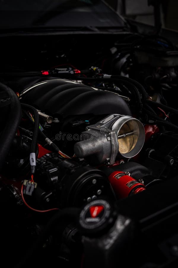 Vertical Closeup of an Engine on a Modern Car Stock Photo - Image of ...