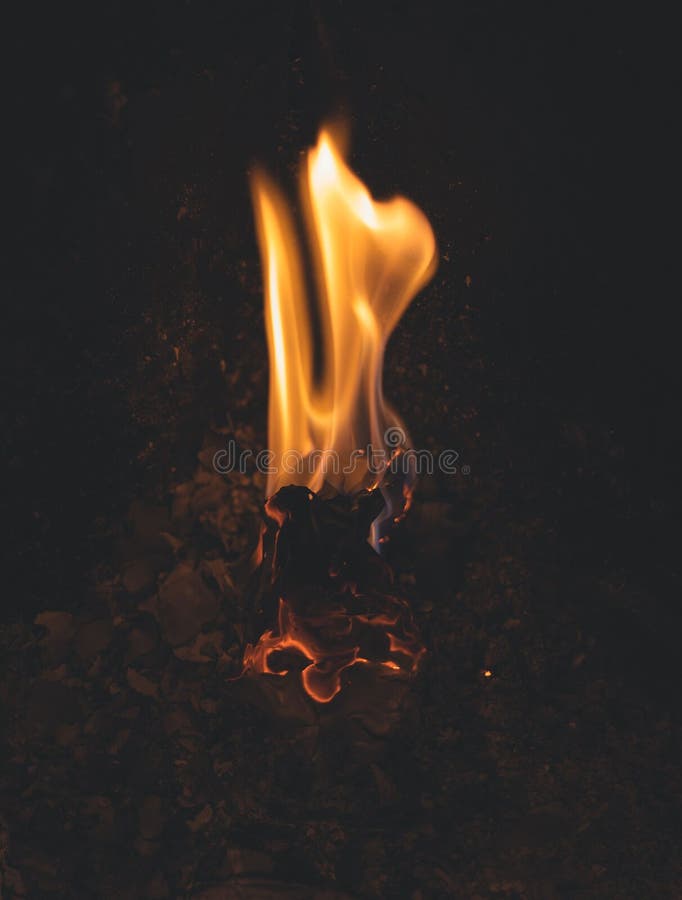 Vertical Closeup of Fire in the Darkness. Stock Photo - Image of ...