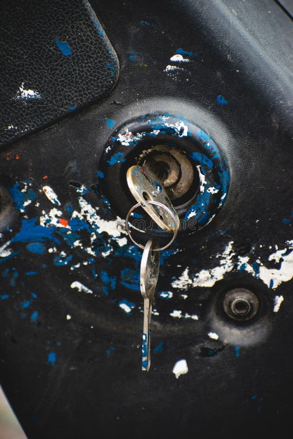 Vertical Closeup of the Keys in the Hub of a Forklift. Stock Photo ...