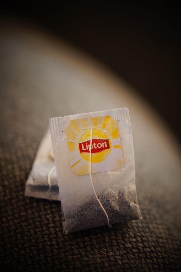 Vertical Closeup of Lipton Brand Black Tea Bag on the Table Editorial ...
