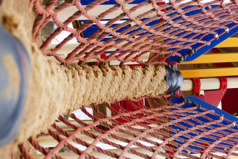 Vertical Closeup of the Mesh Rope in the Playground. Stock Photo ...