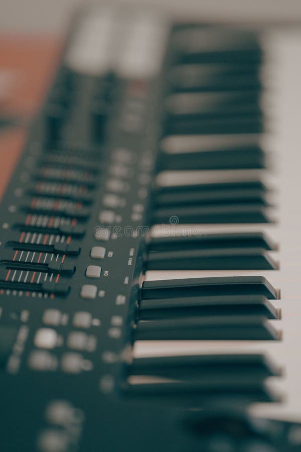 Vertical Closeup of MIDI Keyboard and Buttons Stock Photo - Image of ...