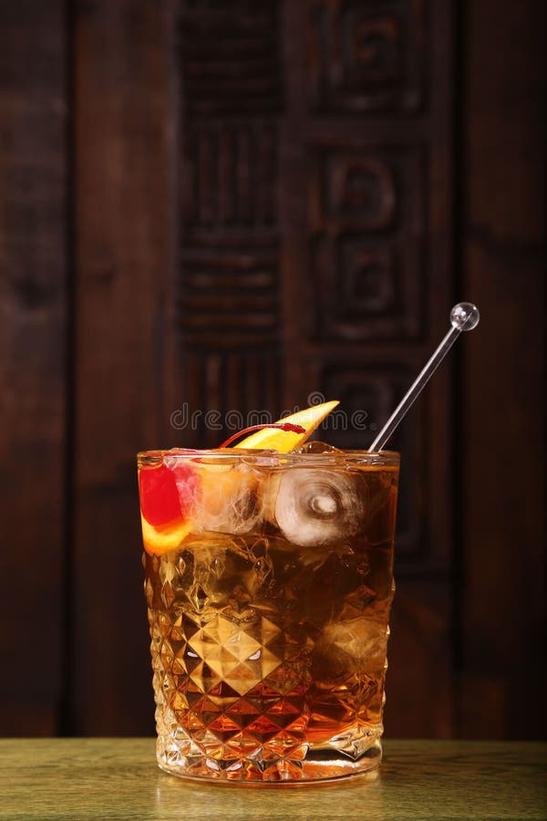Vertical Closeup of an Old Fashioned Cocktail. Stock Photo - Image of ...