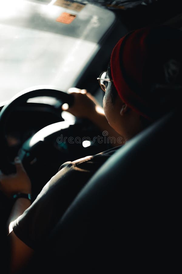 Vertical Closeup of a Person Driving a Car Stock Image - Image of ...