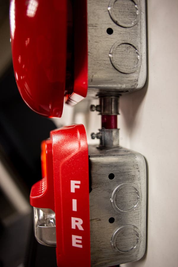 Vertical Closeup of a Red Fire Alarm System Sensor Stock Photo - Image ...