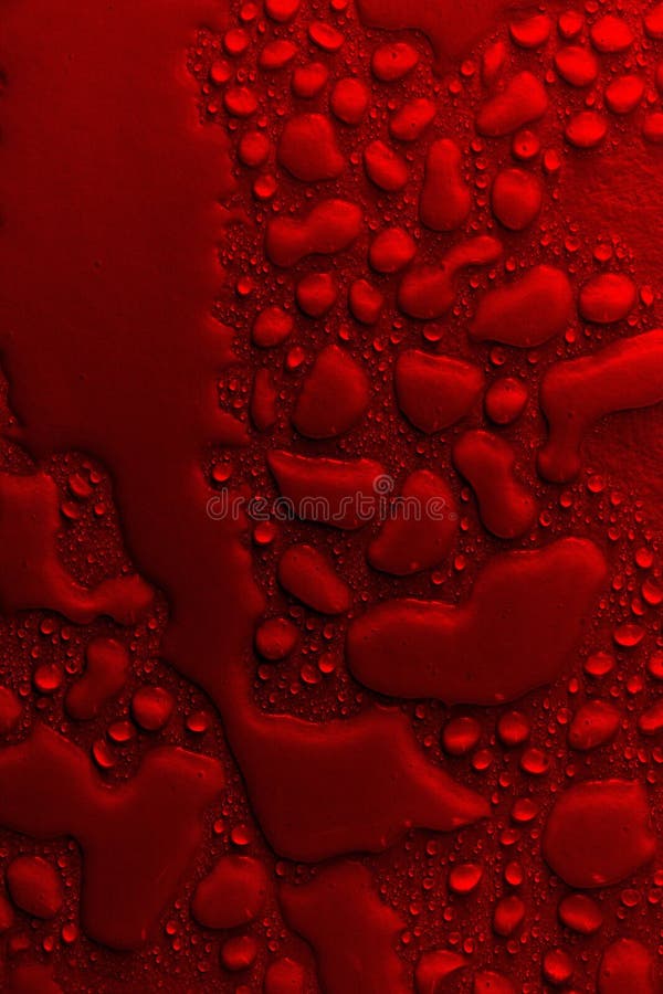 Vertical Closeup of a Red Surface Covered with Waterdrops Stock ...
