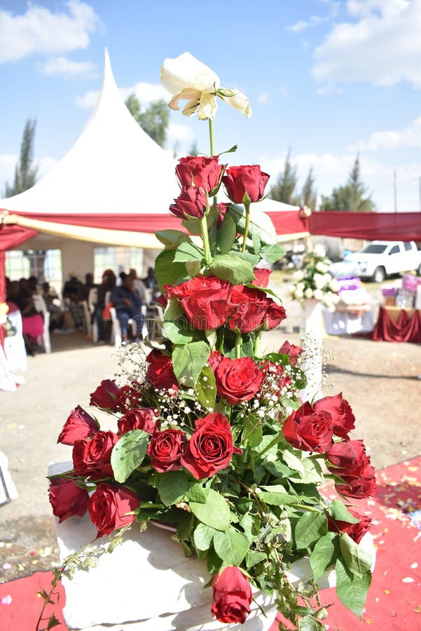 Vertical Closeup Shot of a Composition with Red Roses Editorial Stock ...