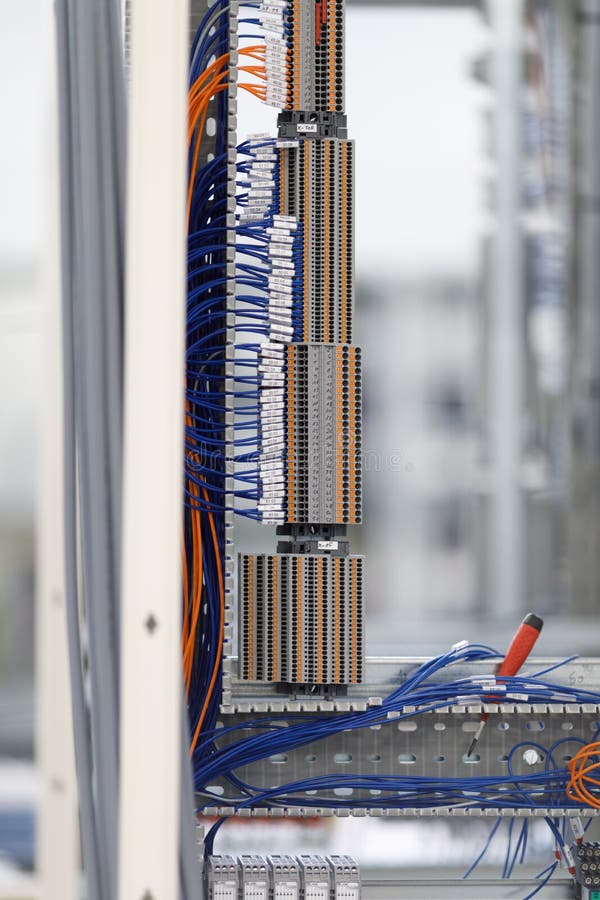Vertical Closeup Shot of Control Panel with Wiring Stock Photo - Image ...