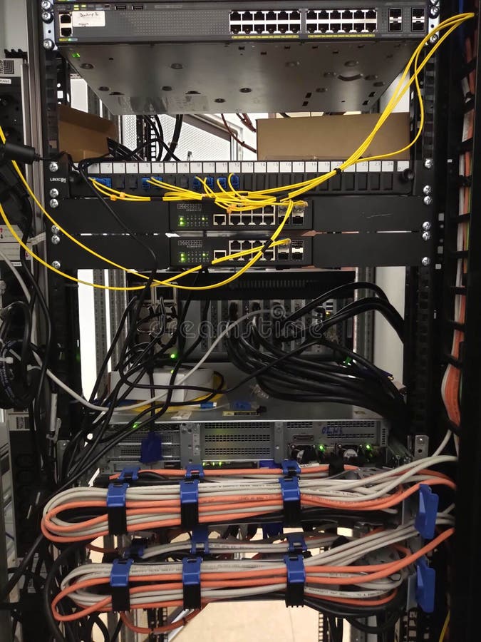 Vertical Closeup Shot of Different it and Server Equipment Stock Image ...