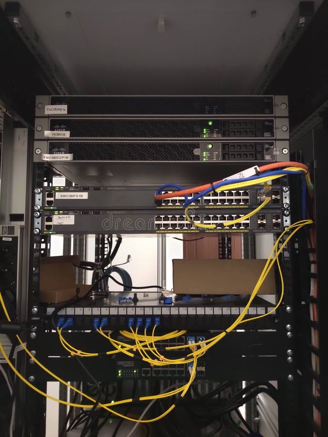 Vertical Closeup Shot of Different it and Server Equipment Stock Photo ...