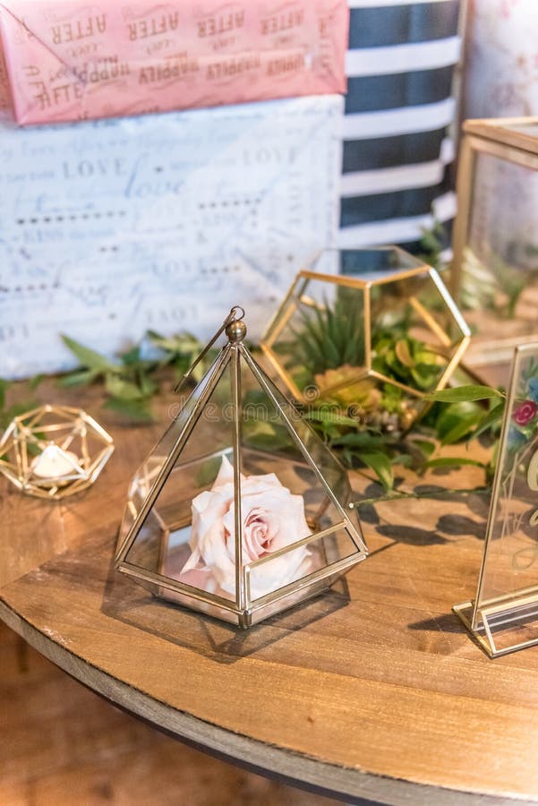 Vertical Closeup Shot of an Elegant Wedding Glass Decoration with a ...