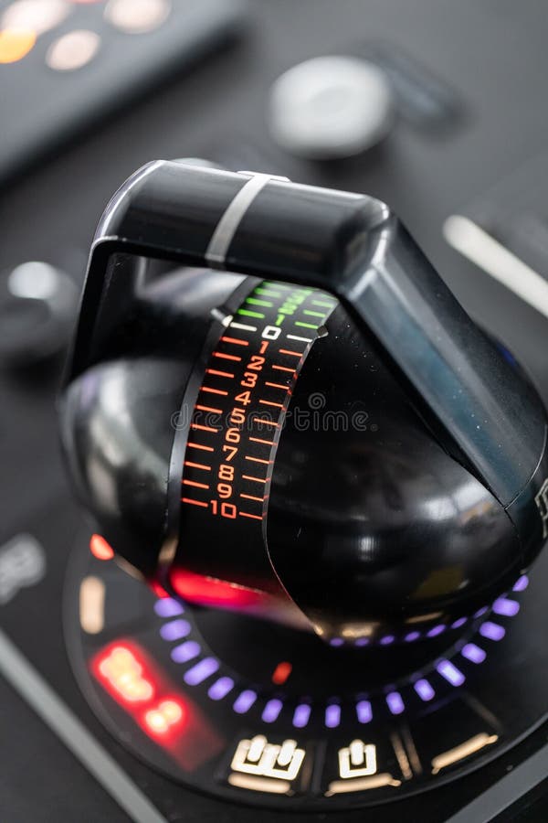 Vertical Closeup Shot of an Illuminated Thrust Control of a Ferry Ship ...