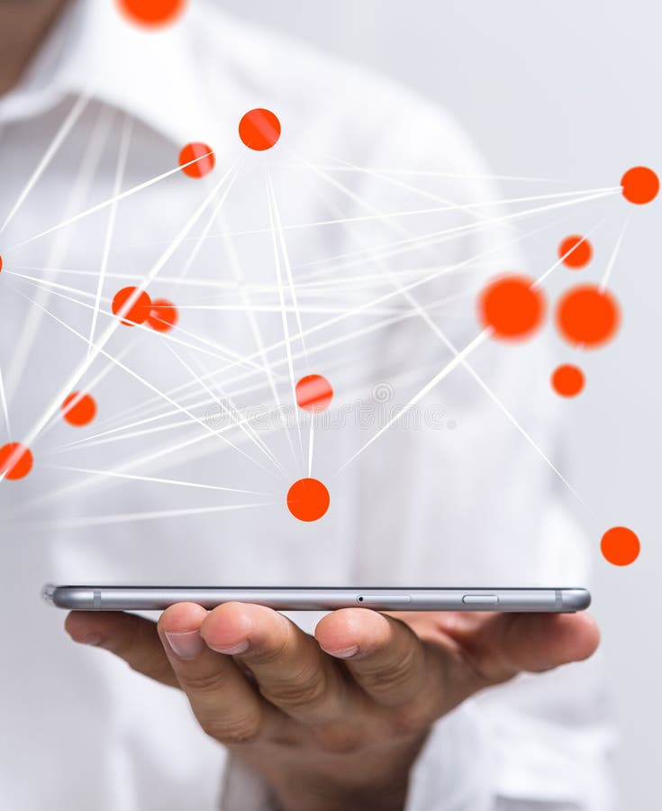 Vertical Closeup Shot of a Person Presenting the Virtual Projection of ...