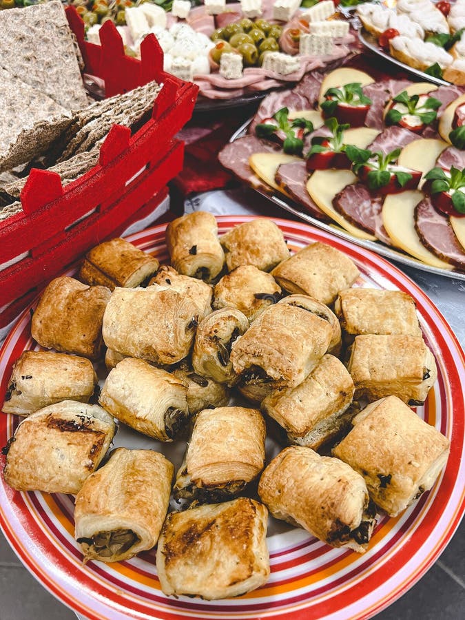 Vertical Closeup Shot of Pies on a Buffet Table Stock Image - Image of ...