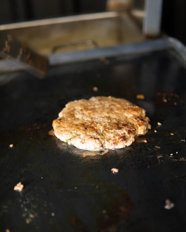 Vertical Closeup Shot of the Process Making of the Burger Stock Image ...