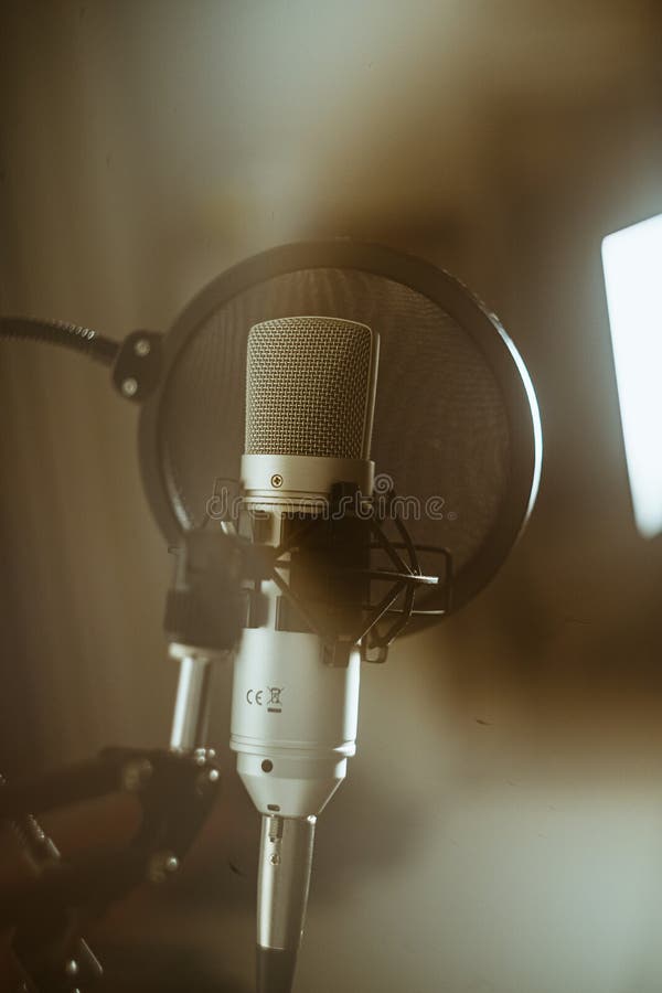 Vertical Closeup Shot of a Recording Studio Microphone Stock Image ...