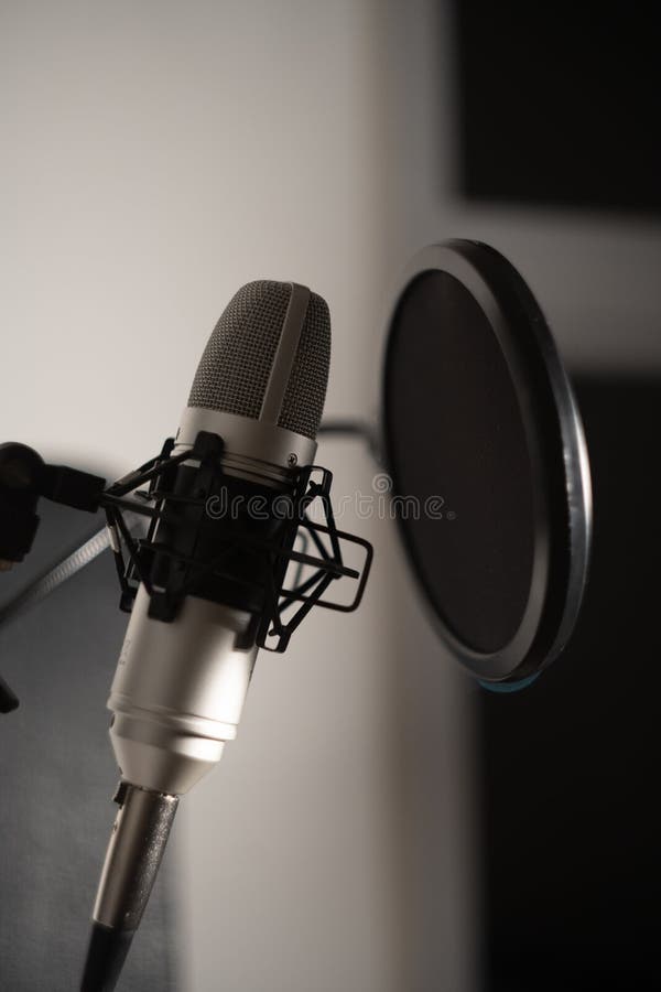 Vertical Closeup Shot of a Recording Studio Microphone Stock Photo ...