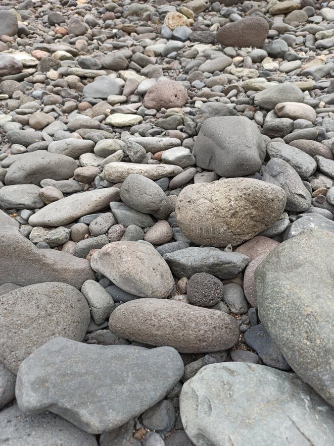 Vertical Closeup Shot of Rocks of Different Sizes on the Beach Stock ...