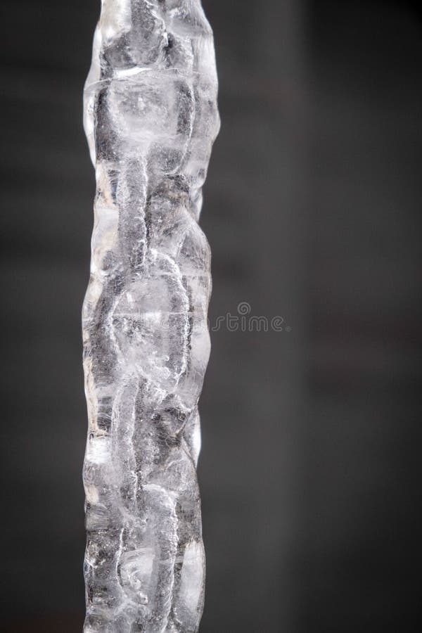 Vertical Closeup Shot of a Steel Linked Chain Covered in Ice Stock ...