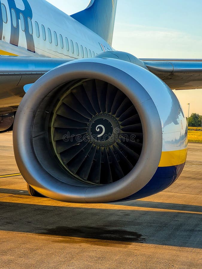 Vertical Closeup of a Spiral Pattern in the Turbine of an Airplane ...