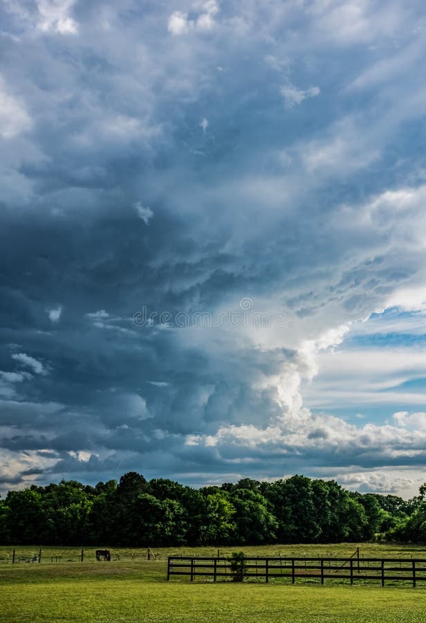 Vertical Cloudscape Over Pasture Farmland Stock Image - Image of field ...