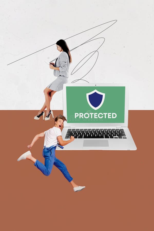 Vertical Collage Computer Web Security Anti Malware Protection Data ...