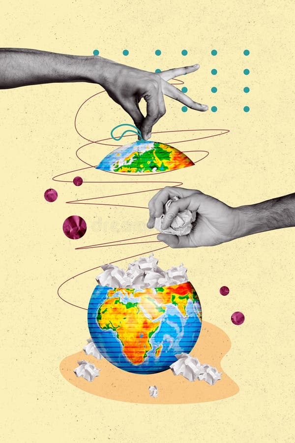 Vertical Collage Creative Poster Black White Filter Hand Throw Out ...