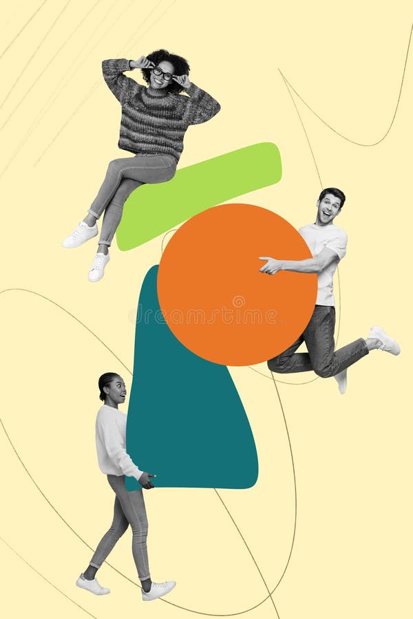 Vertical Collage Creative Poster Monochrome Effect Hard Work Colleagues ...