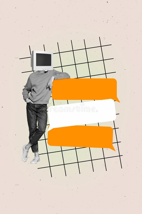 Vertical Collage Image of Black White Colors Guy Pc Display instead ...