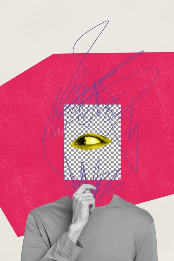 Vertical Collage Image of Black White Effect Person One Eye instead ...