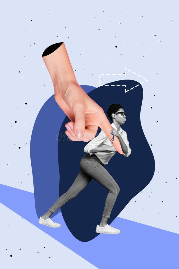 Vertical Collage Image of Black White Gamma Person Hold Pull Big Arm ...