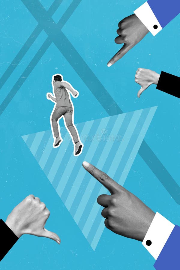 Vertical Collage Image of Human Arms Fingers Show Thumb Down Gesture ...