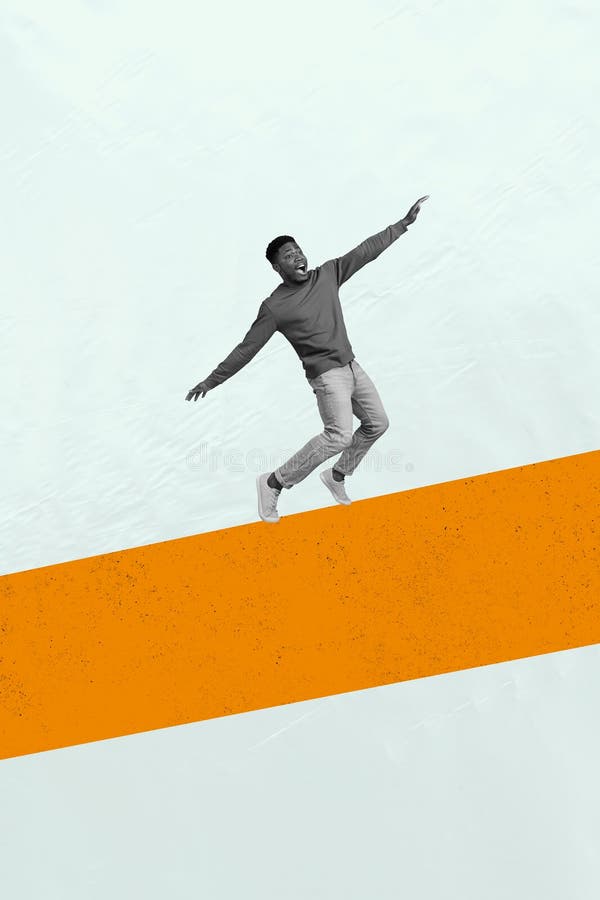 Vertical Collage Image of Impressed Speechless Black White Effect Guy ...