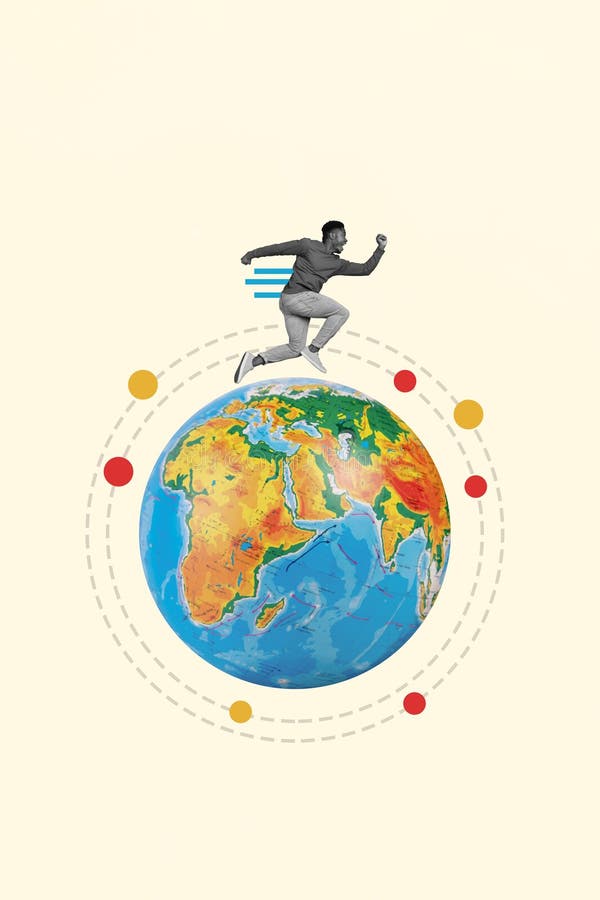 Man Running Around Globe Stock Illustrations – 76 Man Running Around ...