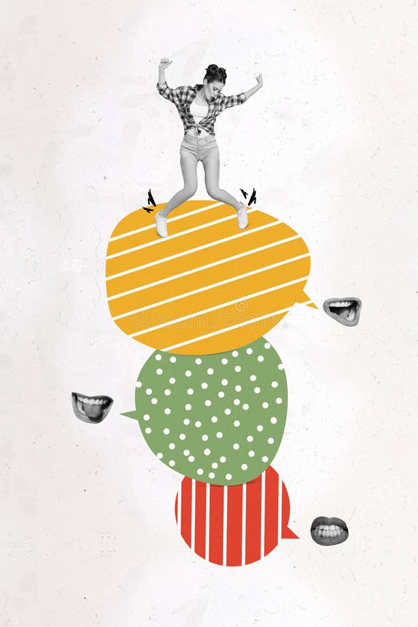 Vertical Collage Image of Mini Black White Effect Girl Dancing Big ...