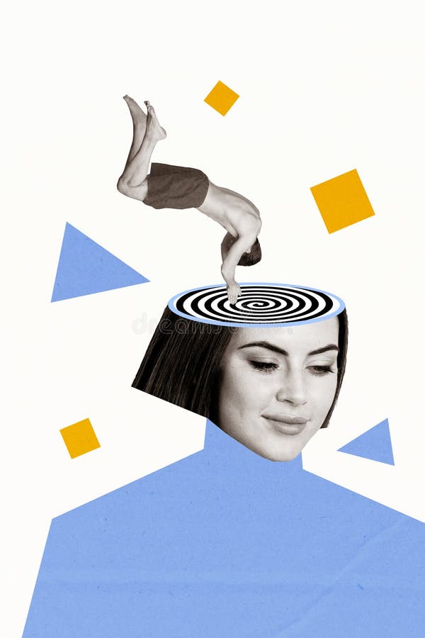 Vertical Collage Image of Mini Black White Effect Guy Diving Jumping ...