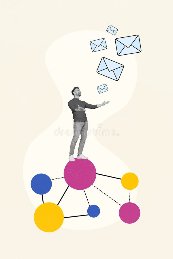 Vertical Collage Image of Mini Black White Gamma Guy Arms Catch Message ...