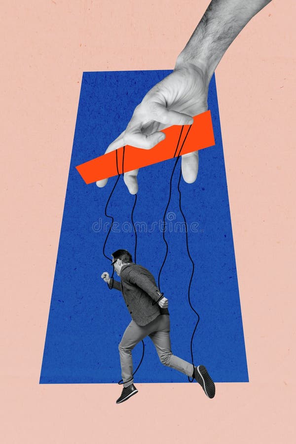 Vertical Collage Image Runner Businessman Strings Connected ...