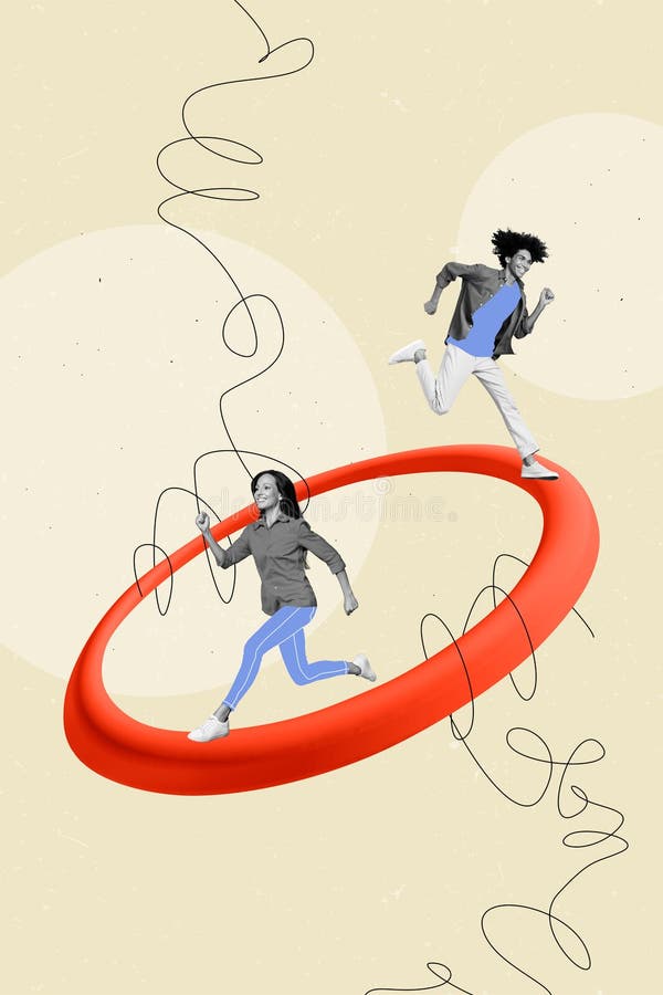 Vertical Collage Image of Two Positive Black White Effect People ...