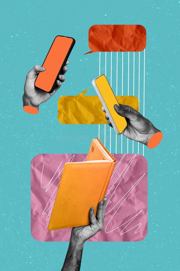 Vertical Collage Internet Communication Message Reply Answer Device ...