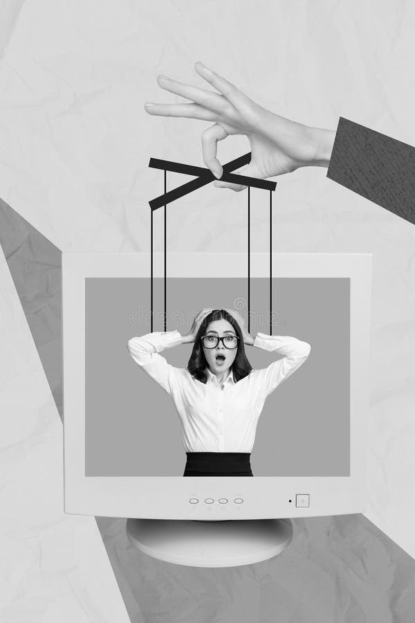 Vertical Collage Picture of Arm Fingers Hold Strings Controlled Mini ...