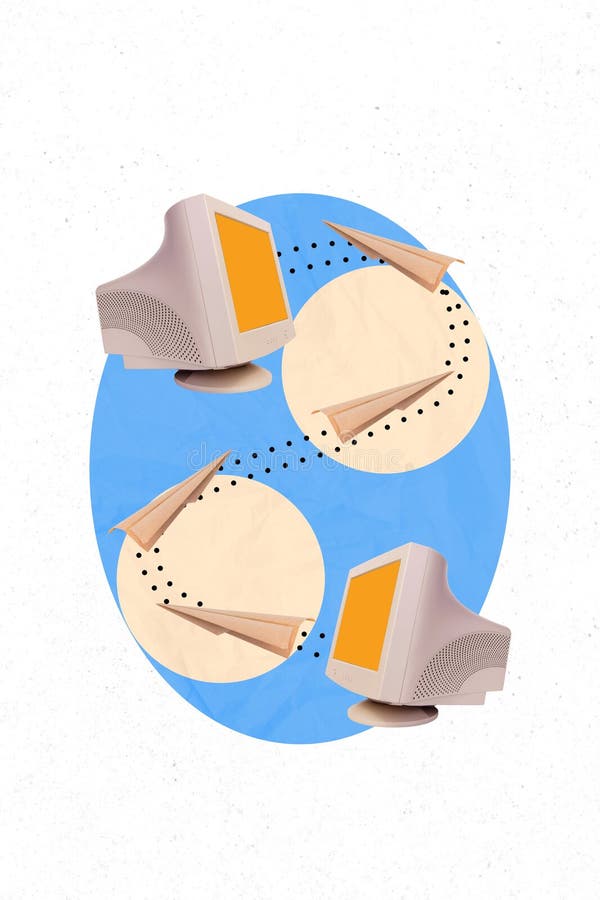 Vertical Collage Picture of Flying Paper Planes Message Connection ...