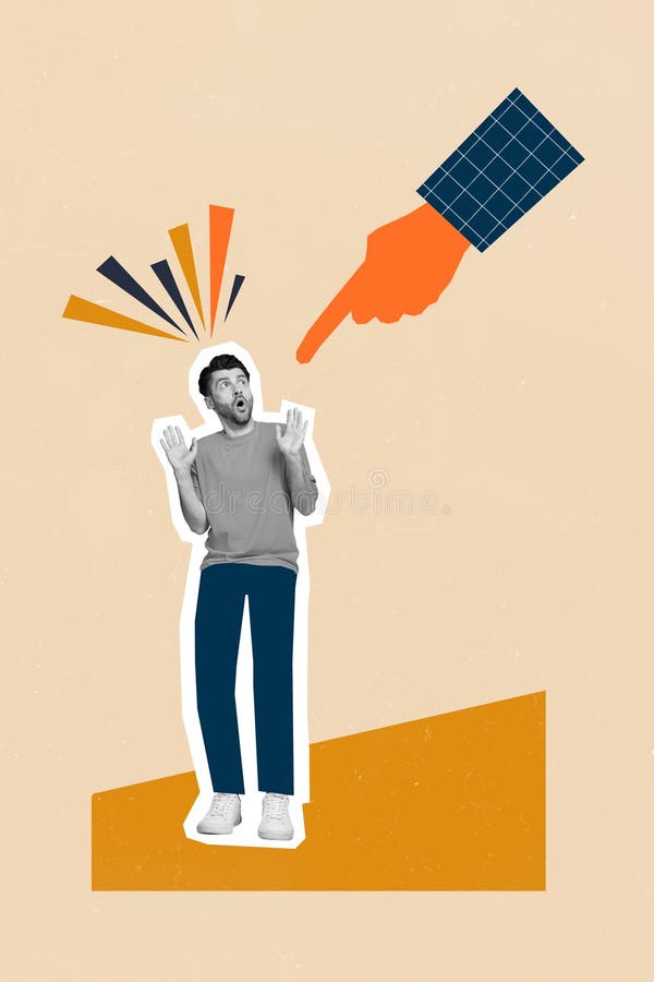 Vertical Collage Picture of Huge Painted Arm Point Indicate Finger ...