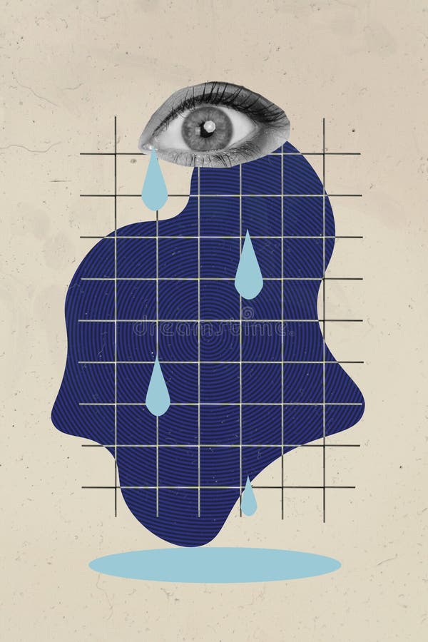 Vertical Collage Picture of Human Eye Black White Effect Crying ...