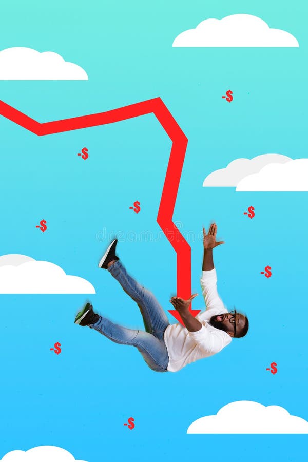 Vertical Collage Picture of Impressed Guy Falling Down Under Painted ...