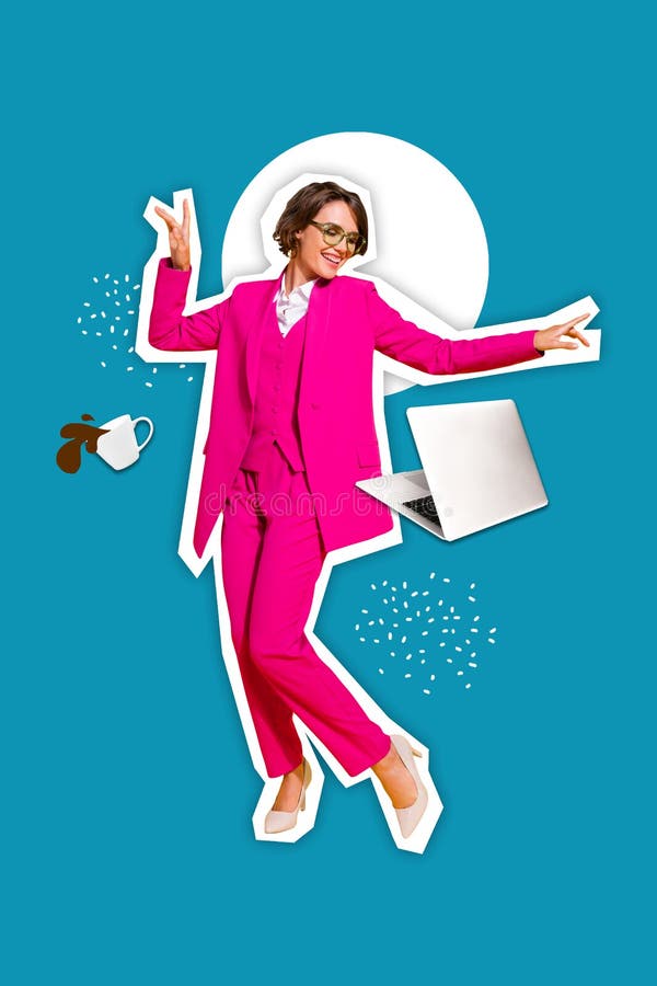 Vertical Collage Picture of Positive Person Enjoy Dancing Laptop Coffee ... Vertical Collage Picture of Positive Person Enjoy Dancing Laptop Coffee ...