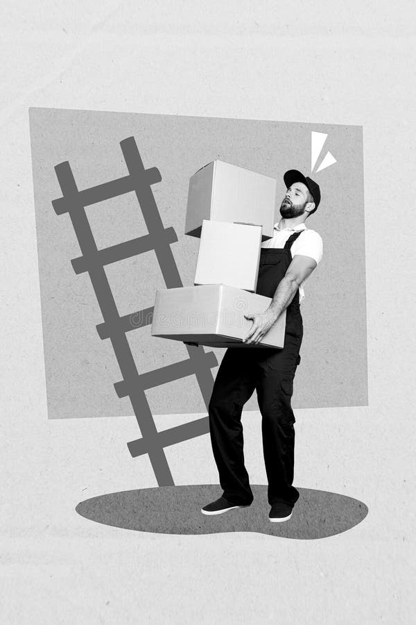 Vertical Collage Picture of Postman Courier Guy Arms Hold Pile Stack ...