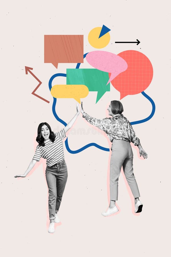 Vertical Collage Picture Teamwork Communication Textboxes Replies ...