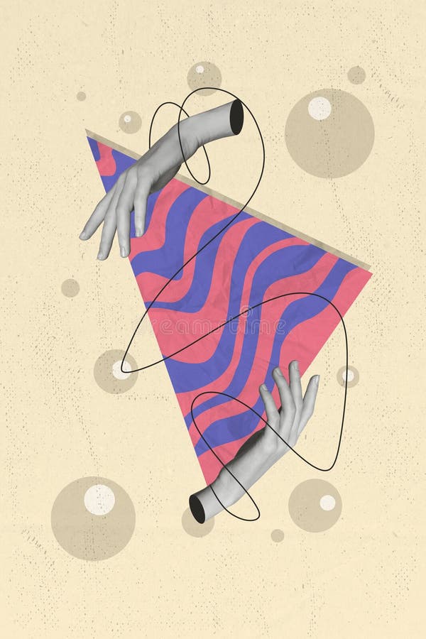 Vertical Collage Picture of Two Black White Colors Arms Painted String ...