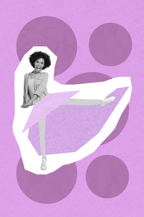 Vertical Collage Portrait of Positive Cheerful Black White Gamma Girl ... Vertical Collage Portrait of Positive Cheerful Black White Gamma Girl ...